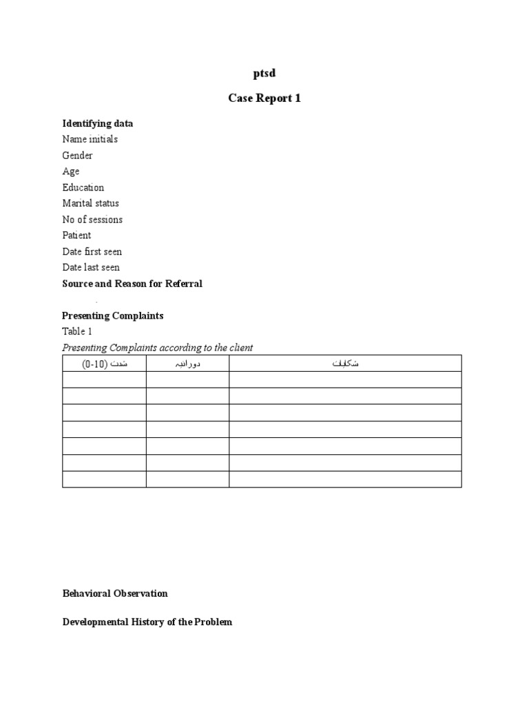 Case Report Scenario | PDF | Psychological Trauma | Clinical Psychology