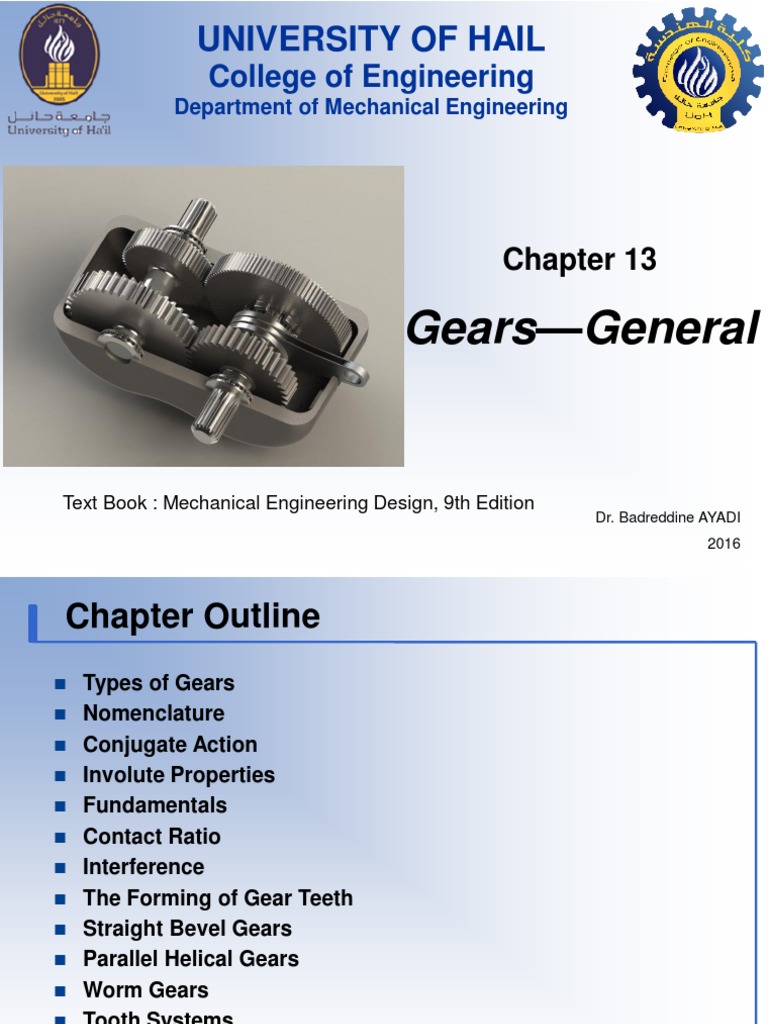 University of Hail: Gears - General | PDF | Gear | Kinematics