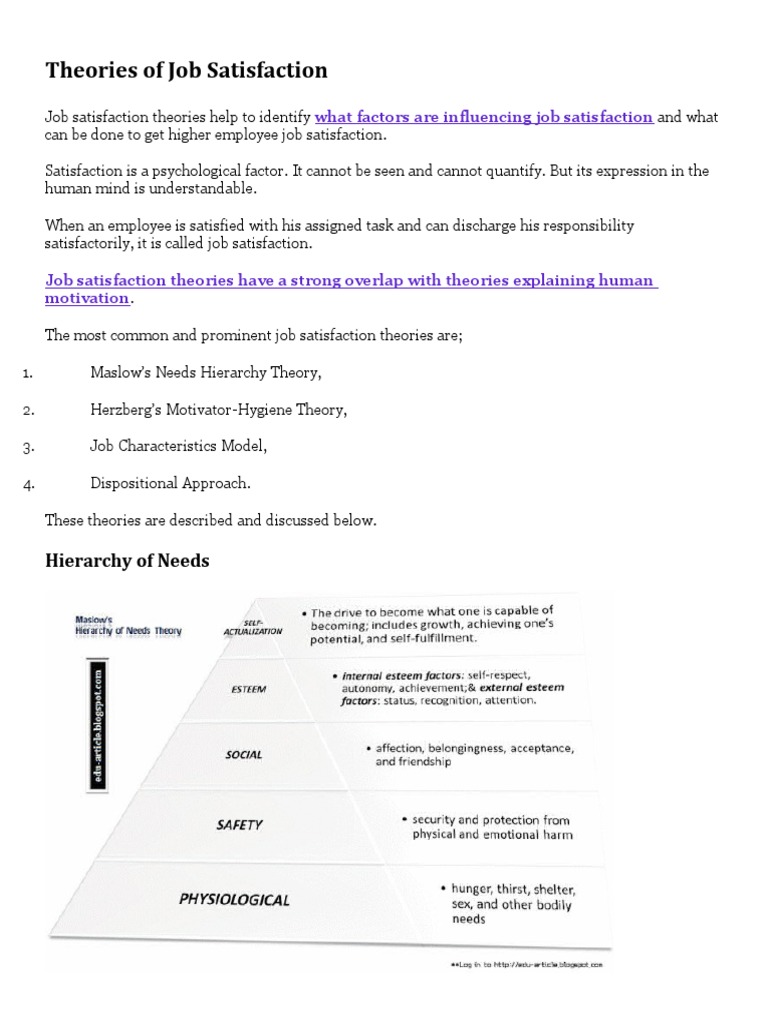 Theories of Job Satisfaction | PDF | Job Satisfaction | Motivational