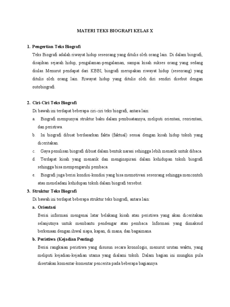 Materi Teks Biografi Kelas X Pdf