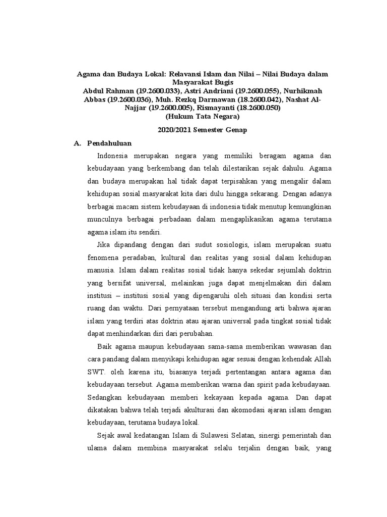Essay Kelompok 1 (Agama Dan Budaya) | PDF