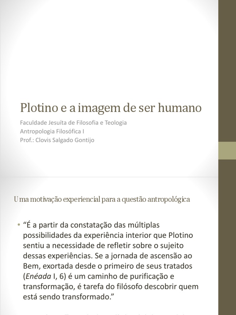 Plotino e A Imagem de Ser Humano | PDF | Alma | Metafísica