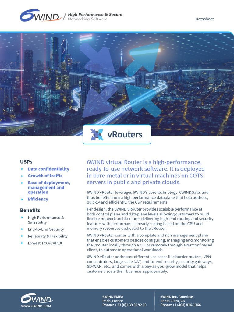 6wind Vrouter Datasheet | PDF | Router (Computing) | Computer Network