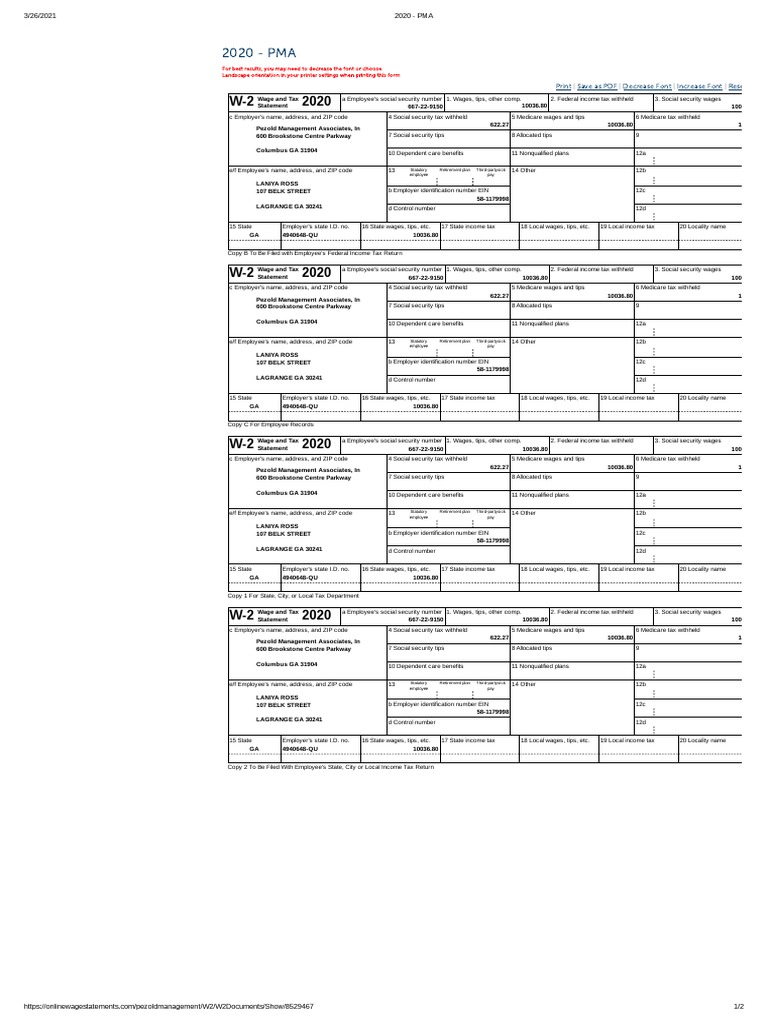 2020 - Pma | PDF | Irs Tax Forms | Federal Insurance Contributions Act Tax