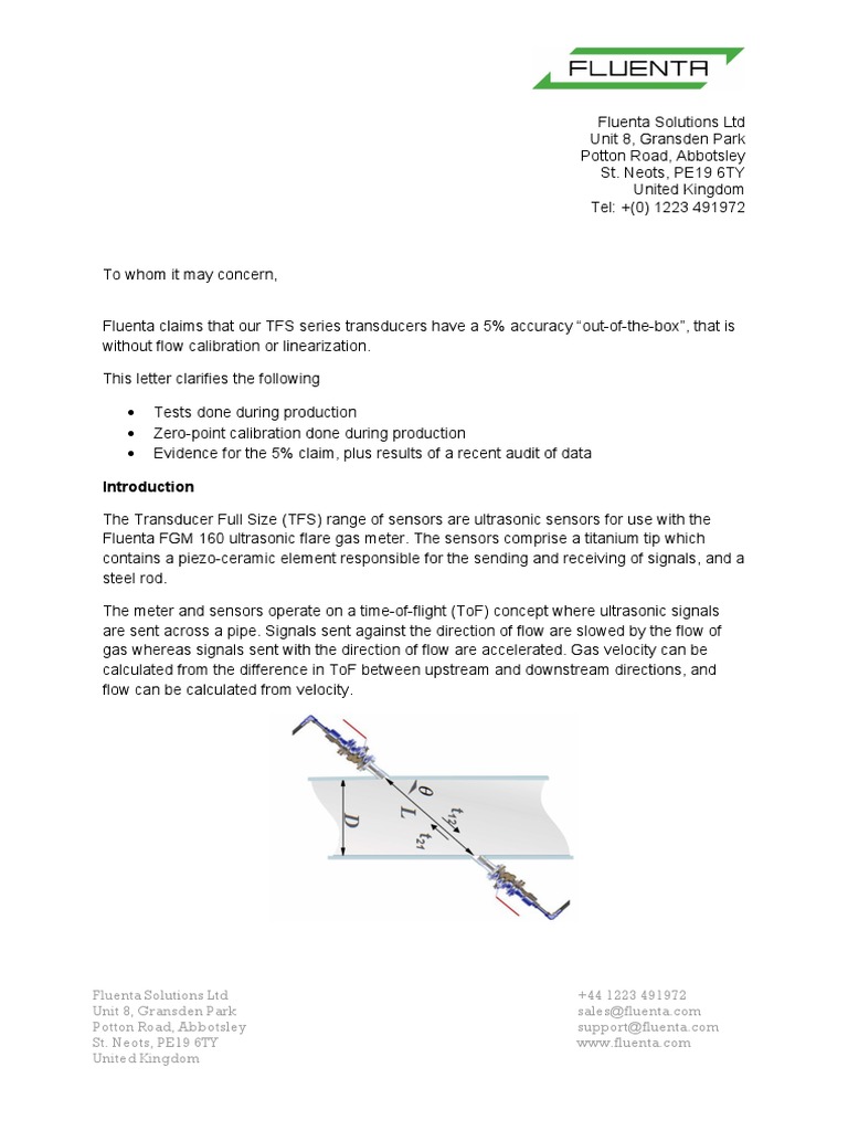 5% Accuracy Letter - FINAL | PDF | Calibration | Flow Measurement