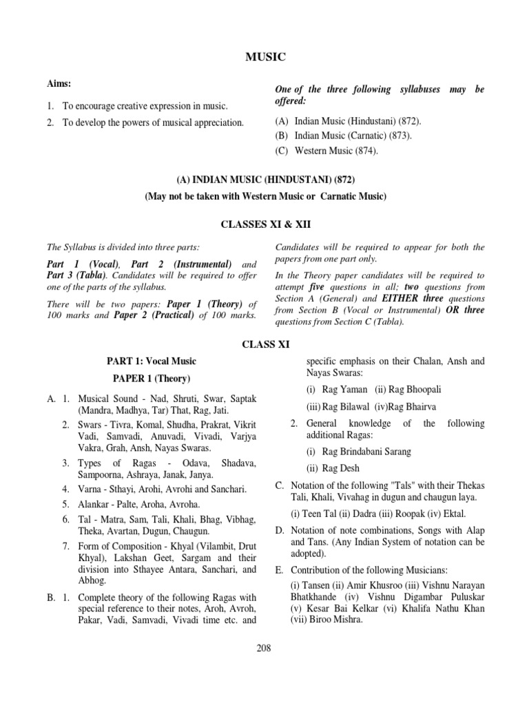 ISC Music Syllabus | PDF | Chord (Music) | Harmony