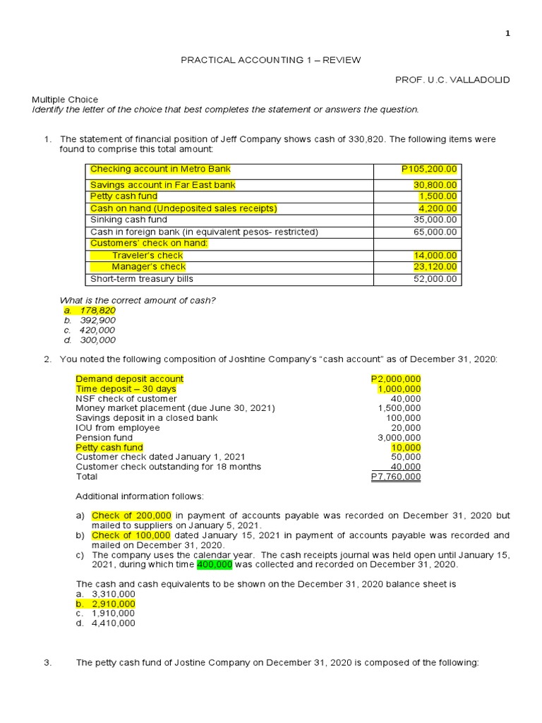 Practical Accounting 1 Review Questions | PDF | Dividend | Bad Debt
