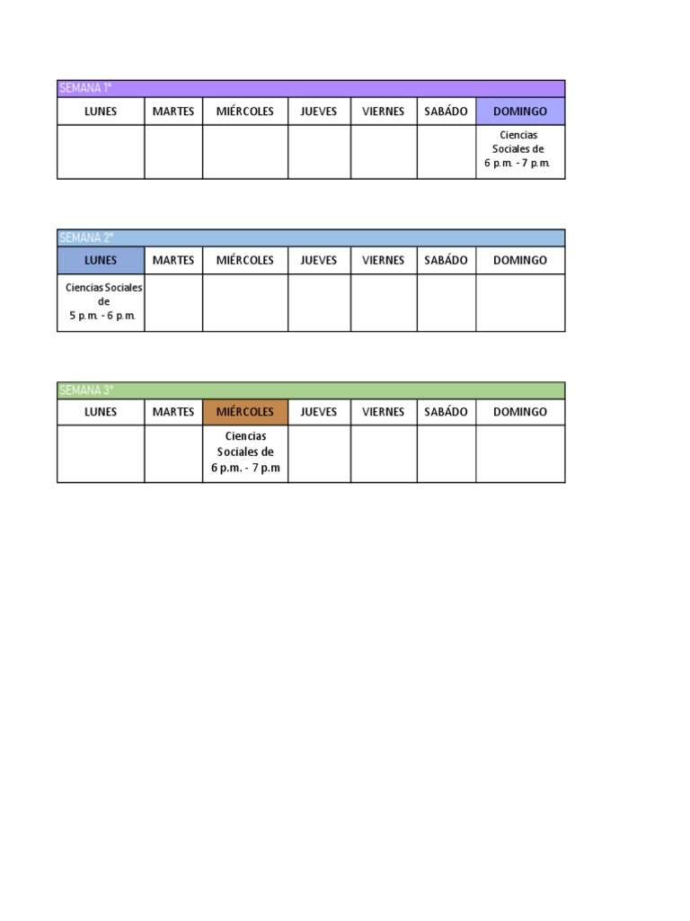 Planificacion de Horarios (ACTIVIDADES) | PDF | Relaciones personales ...