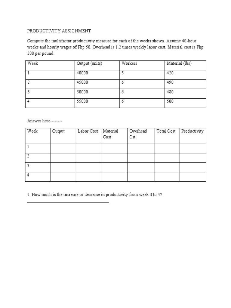 X - Assignment On Productivity | PDF | Business | Computers