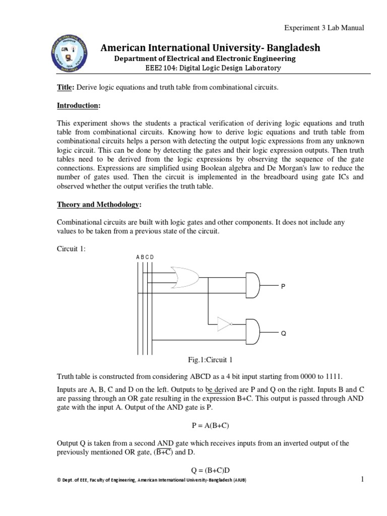 DLD - Lab - 3 | PDF | Logic Gate | Electronic Circuits