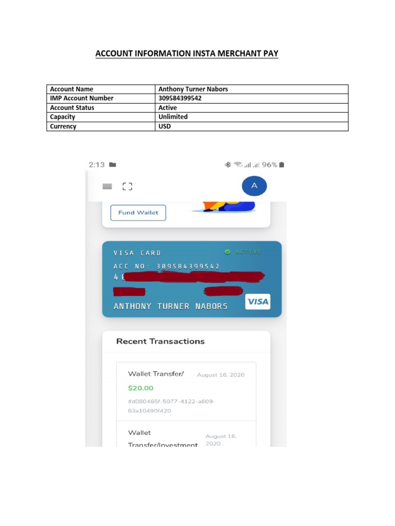 Account Information Insta Merchant Pay | PDF