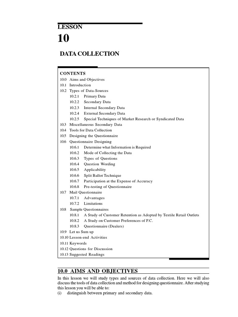 Data Collection & Questionnaire Designing | PDF | Retail | Questionnaire