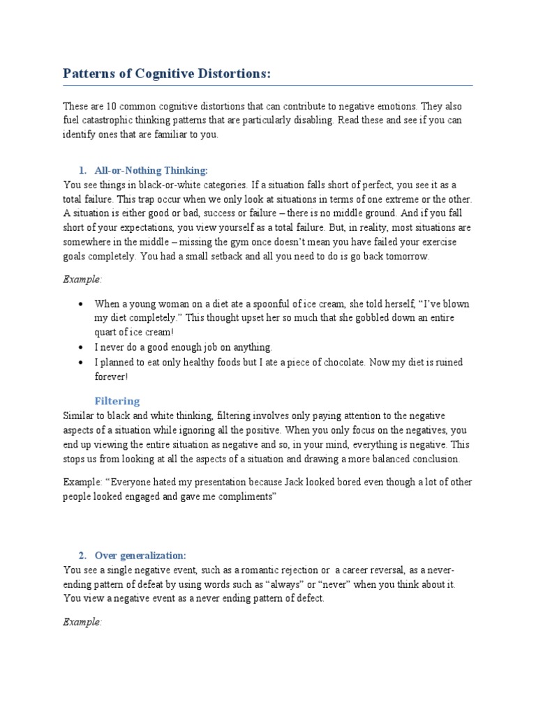 10 Common Cognitive Distortions | PDF | Psychological Concepts | Psychology
