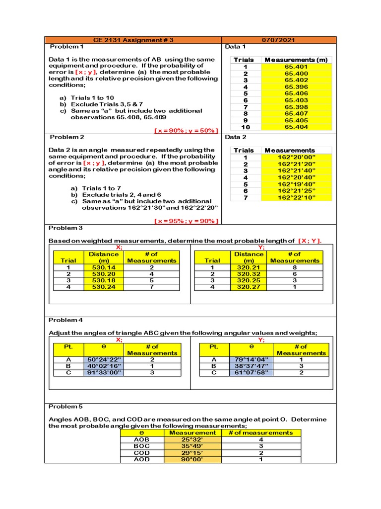 Measurement Error Analysis Assignment | PDF | Measurement | Angle