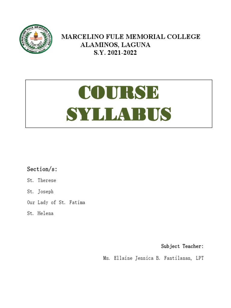 COURSE SYLLABUS Science 7 | PDF | Science | Earth
