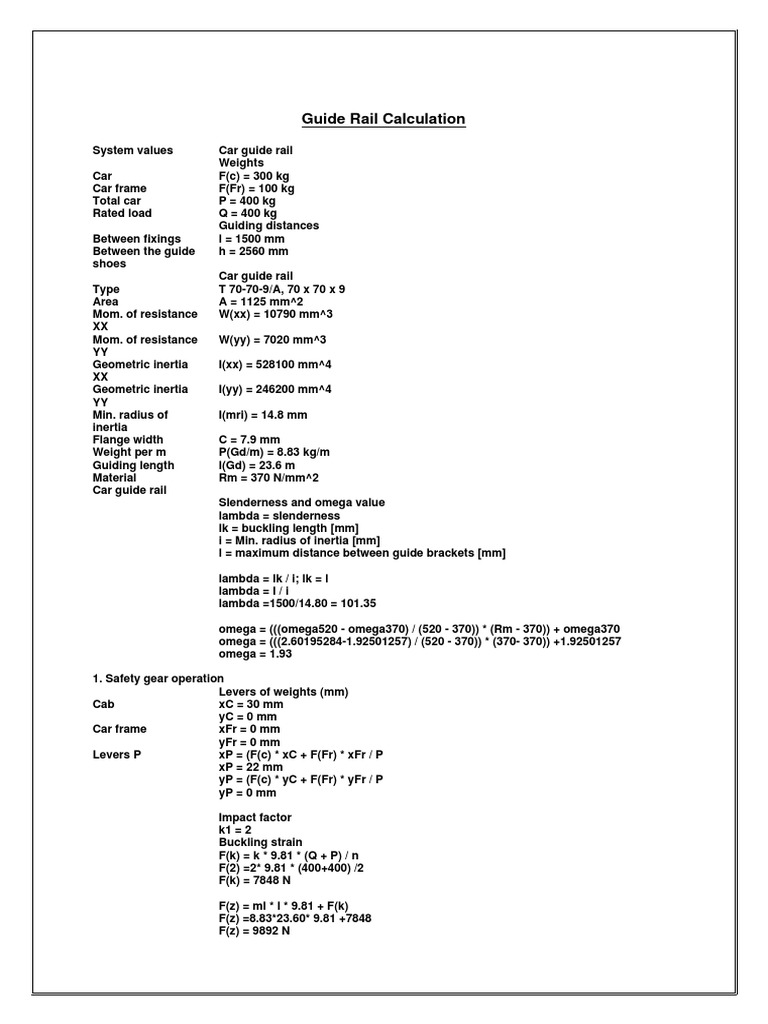 Guide Rail Calculation For Elevators | PDF | Mechanical Engineering ...