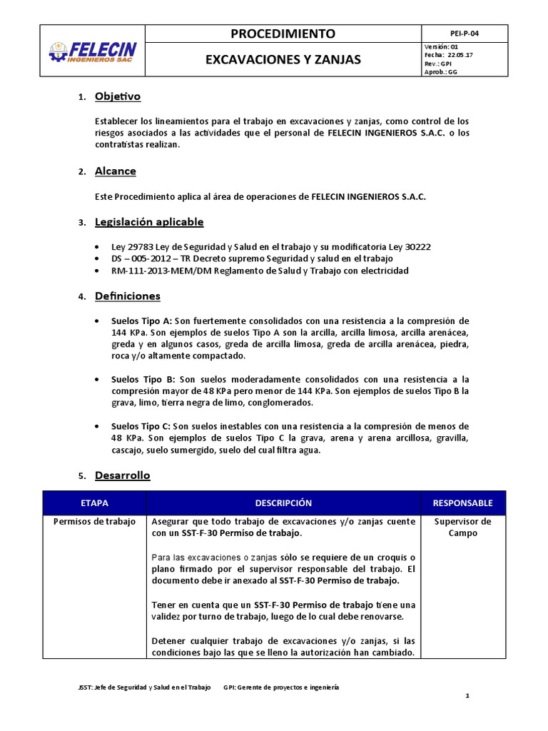 PEI-P-04 Excavaciones y Zanjas Vs1 | PDF