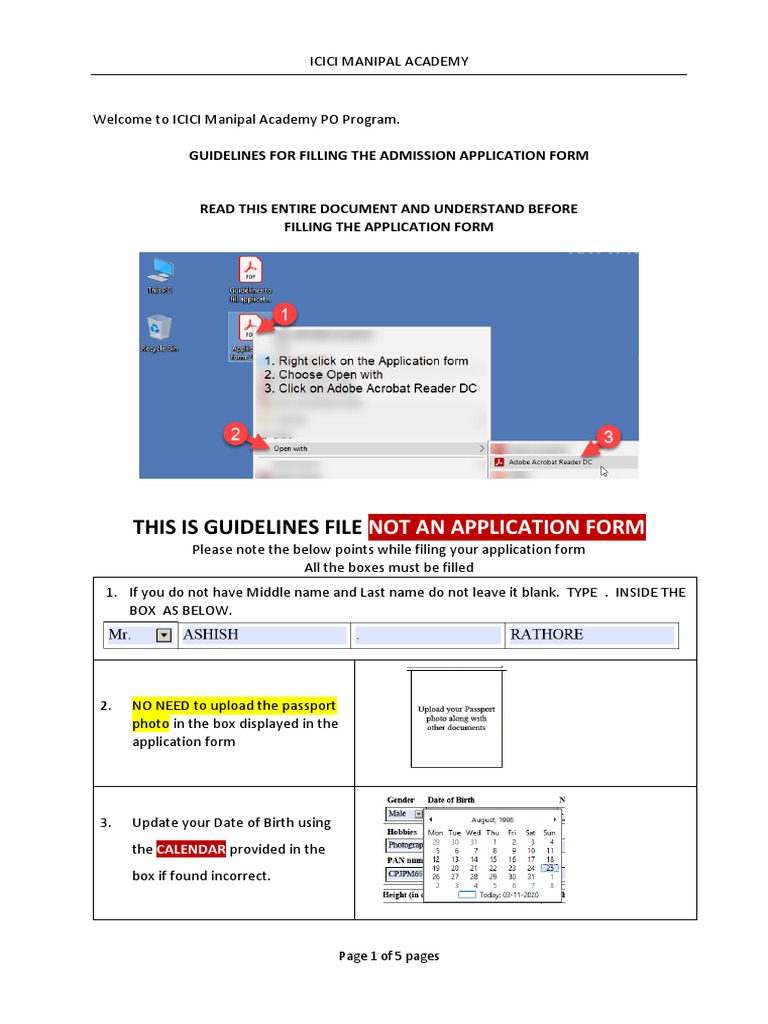 Admission Application Form Guidelines | PDF | Software | Computing