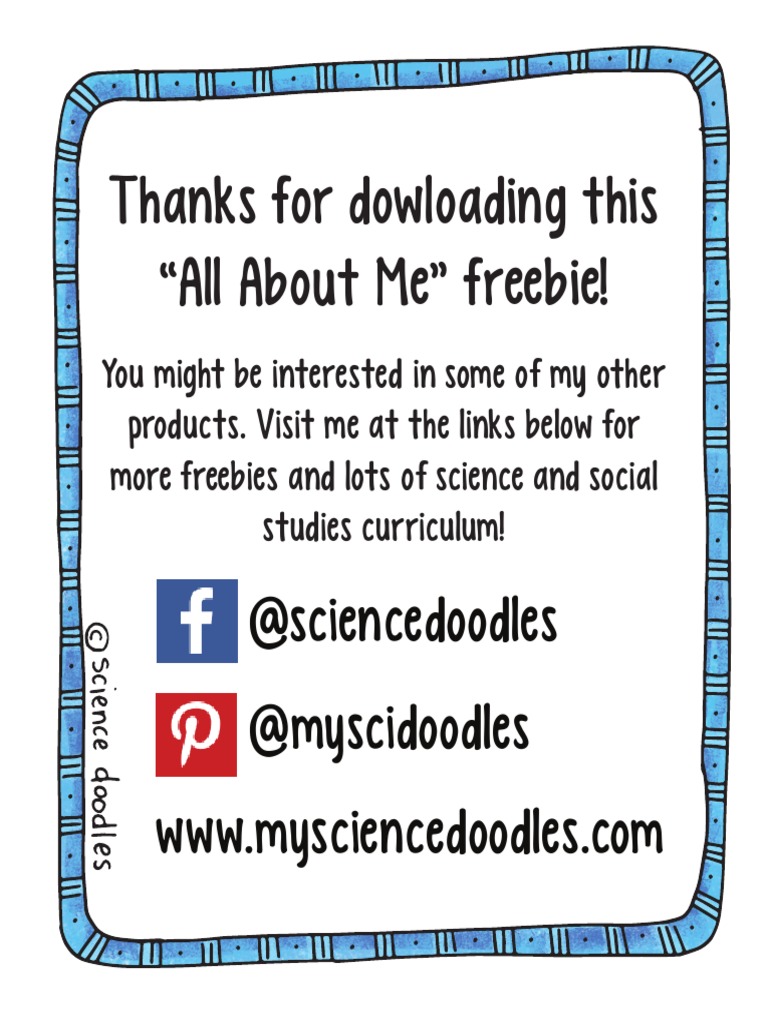 All About Me Freebie by Science Doodles | PDF