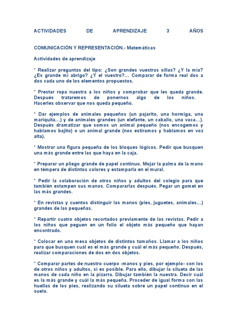 Actividades de Aprendizaje 3 Años | PDF | Papel | Color