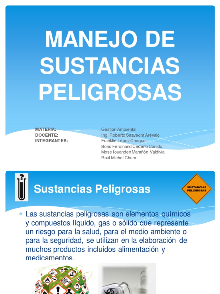 Manejo de Sustancias Peligrosas | PDF | Residuos | Sustancias químicas
