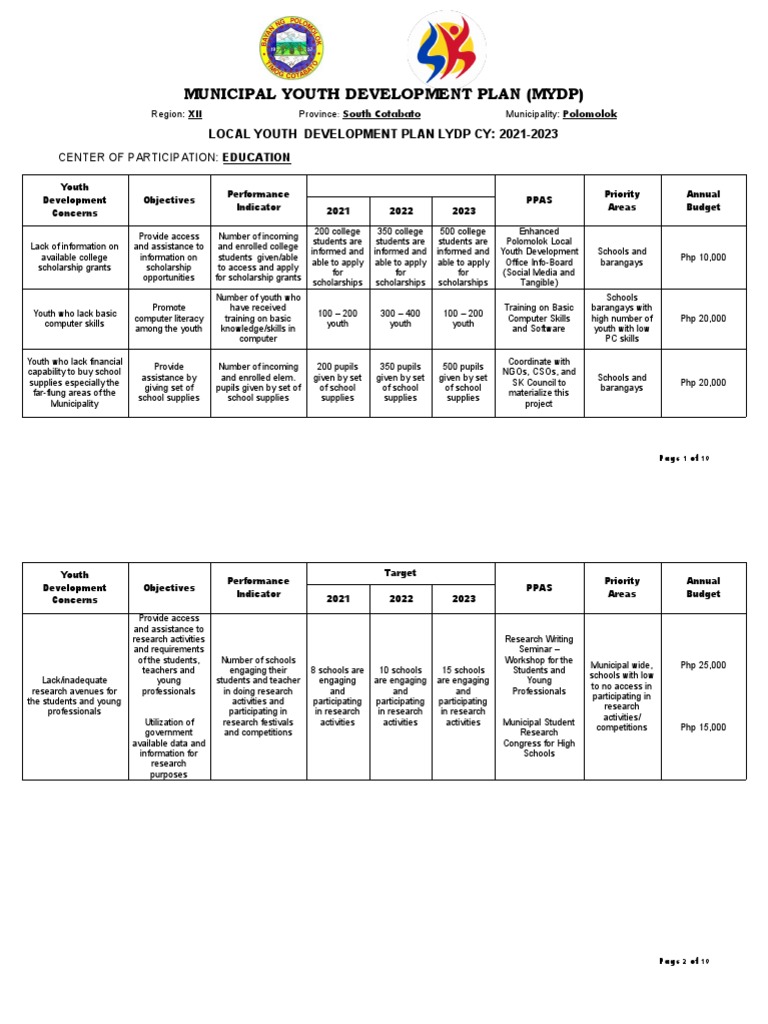 Municipal Youth Development Plan 1 | PDF | Teenage Pregnancy | Disaster ...