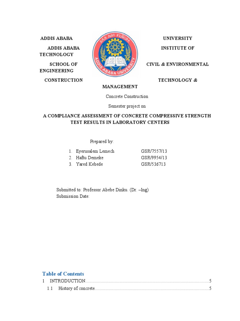 HAFTU, JERRY & YARED Construction Semester Project | PDF | Concrete | Strength Of Materials