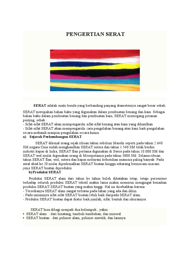Pengertian dan Jenis Serat Buatan | PDF