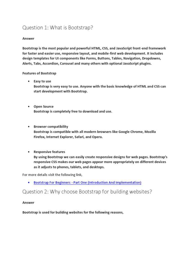 Bootstrap Questions | PDF | Bootstrap (Front End Framework) | Responsive Web Design