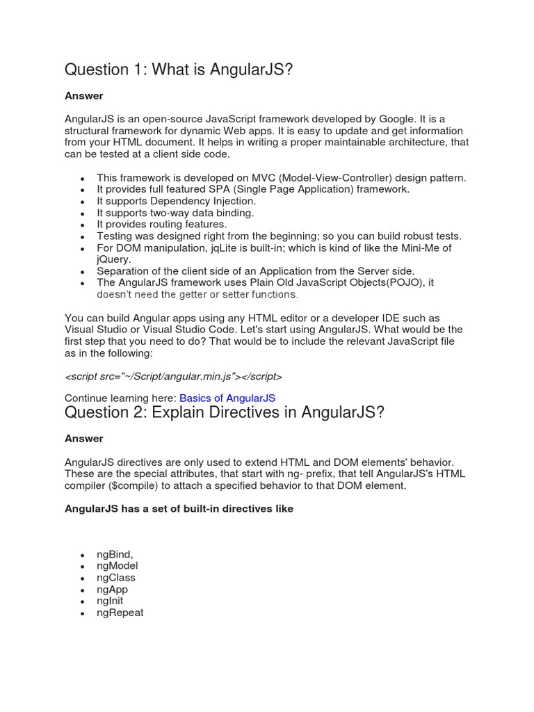 Angular Js Interview Pdf Angular Js Representational State Transfer