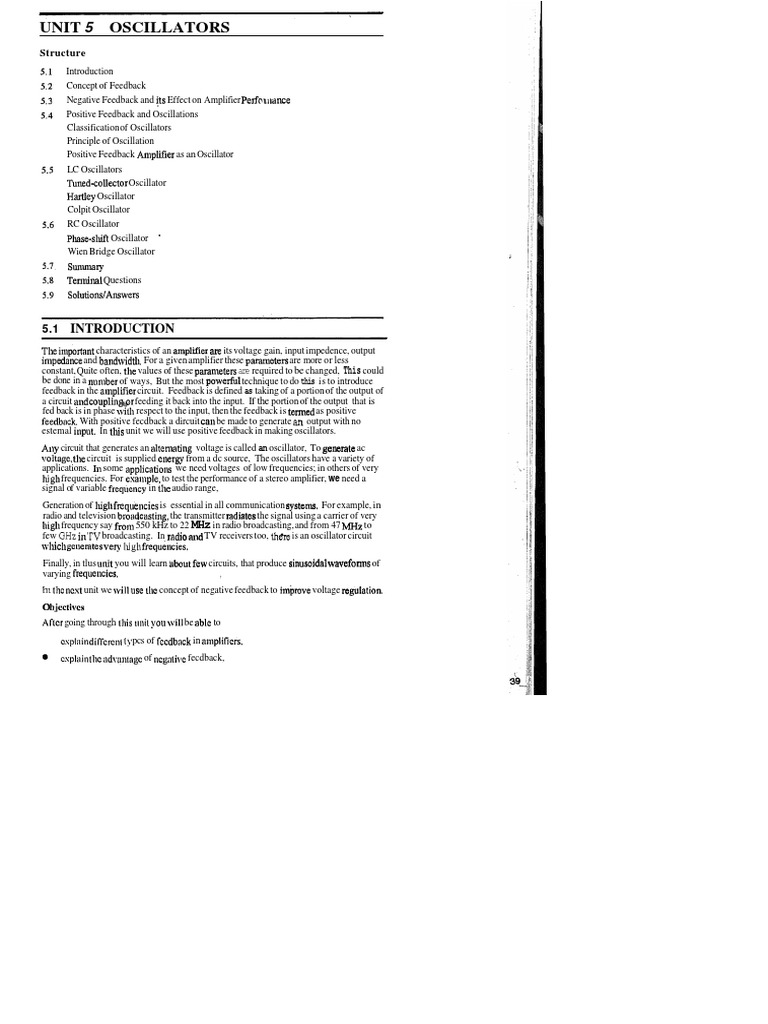 Unit Oscillators: Structure | PDF | Electronic Oscillator | Amplifier