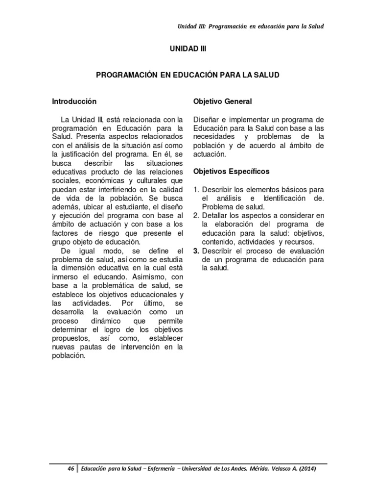 EDUCACION PARA LA SALUD Unidad III | PDF | Aprendizaje | Conocimiento