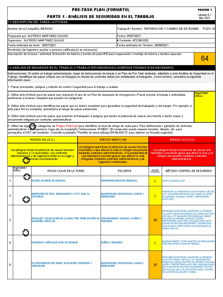 Pre Task Plan and Worker Engagement - TEMPLATE 6.1 | PDF | Soldadura ...