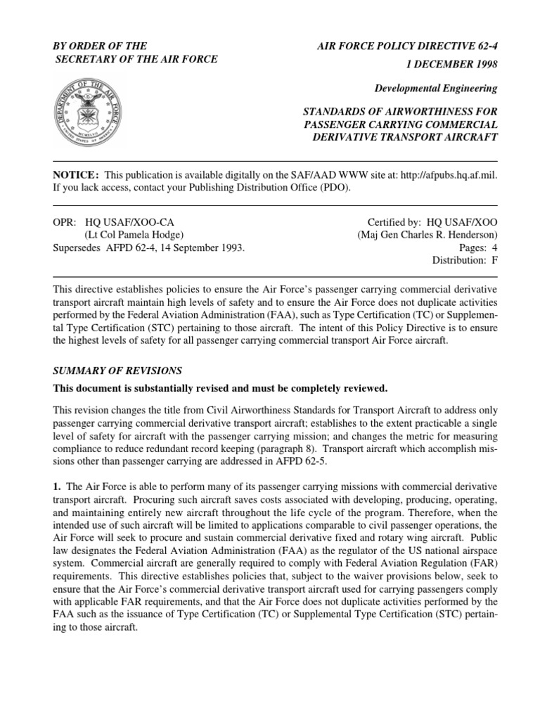 Airworthiness Standards for Passenger Aircraft | PDF | Federal Aviation ...