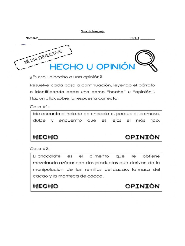 Hechos Opiniones y Argumentos | PDF
