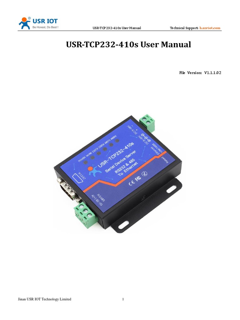 USR TCP232 410s User Manual | PDF | Transmission Control Protocol | Port (Computer Networking)