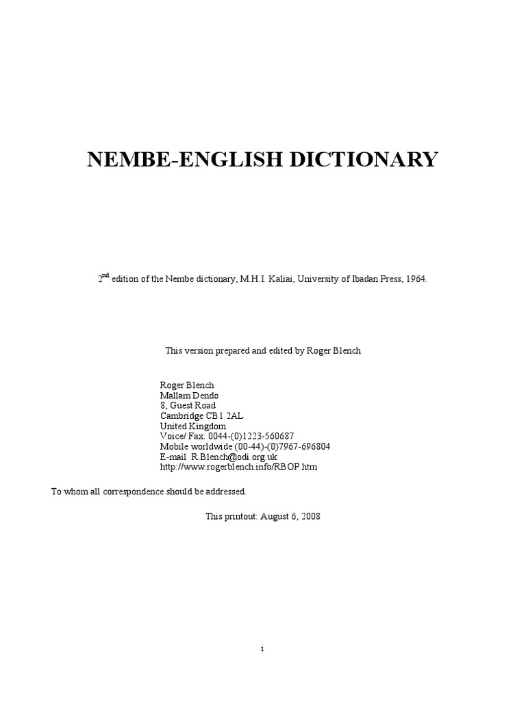 Nembe English Dictionary | PDF