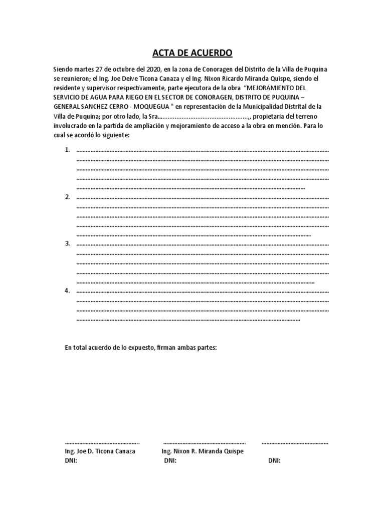 Acta de Acuerdo | PDF