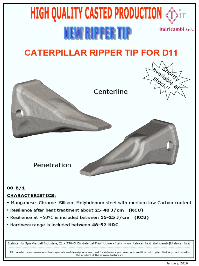 Caterpillar Ripper Tip For D11: Centerline | PDF | Metallic Elements ...