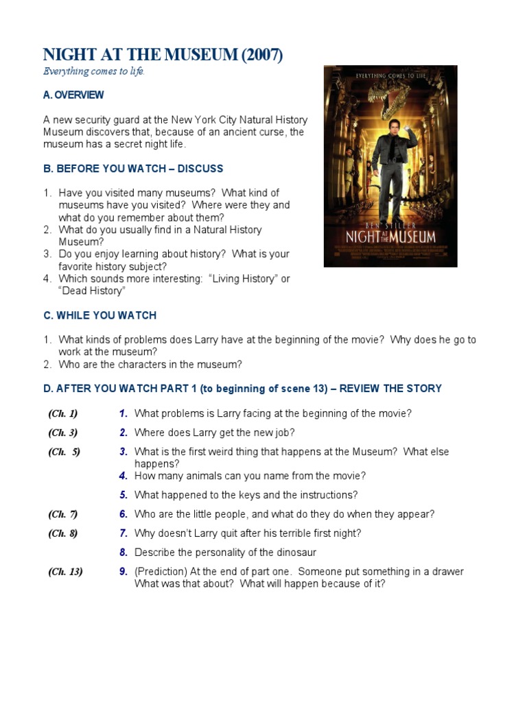 Night at Museum - Handout | PDF