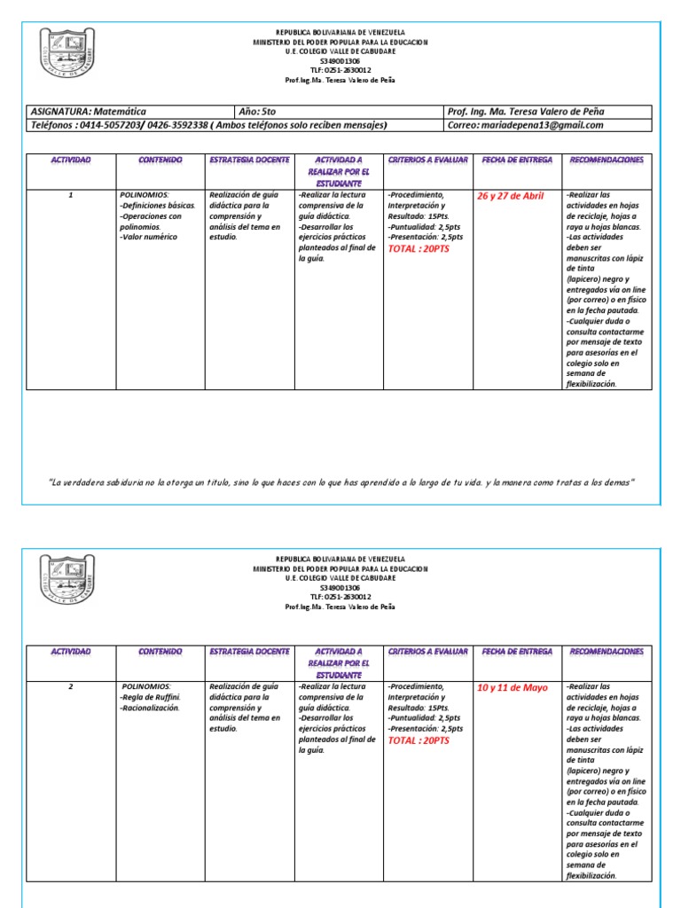 Planificacion III Momento 5to Año Matematica | PDF | Matemáticas