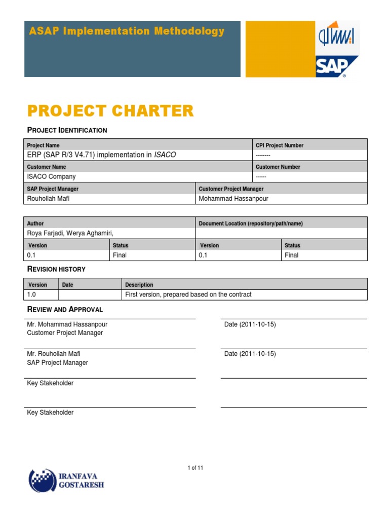 Project Charter - Template | PDF | Inventory | Invoice