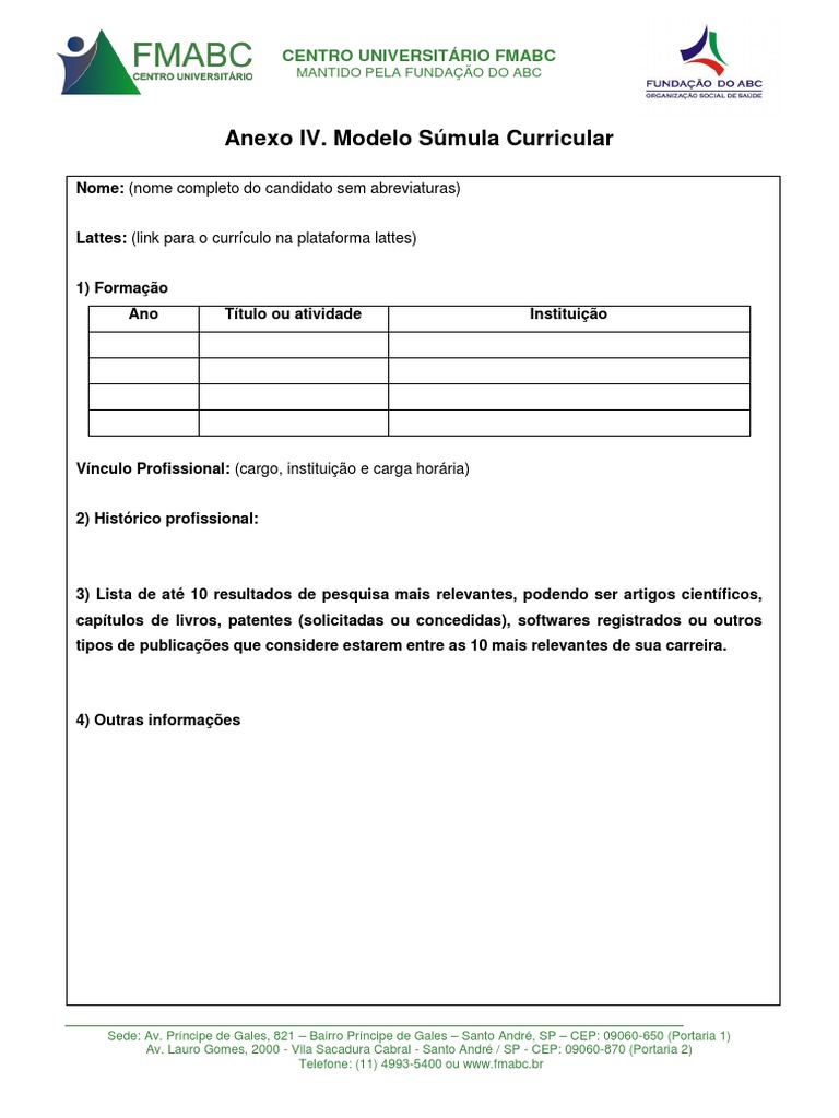 Modelo Sumula Curricular | PDF