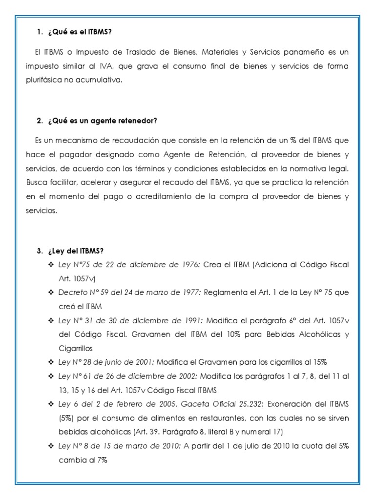 Actividad 1. ITBMS | PDF | Impuestos | Economias