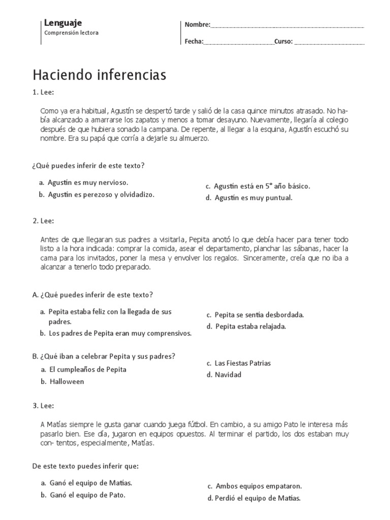 Leng - Comprensionlectota Inferir | PDF