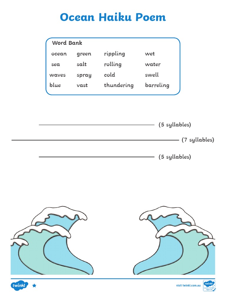 Au L 53666 Ocean Haiku Poem Differentiated Activity Sheets English Ver ...