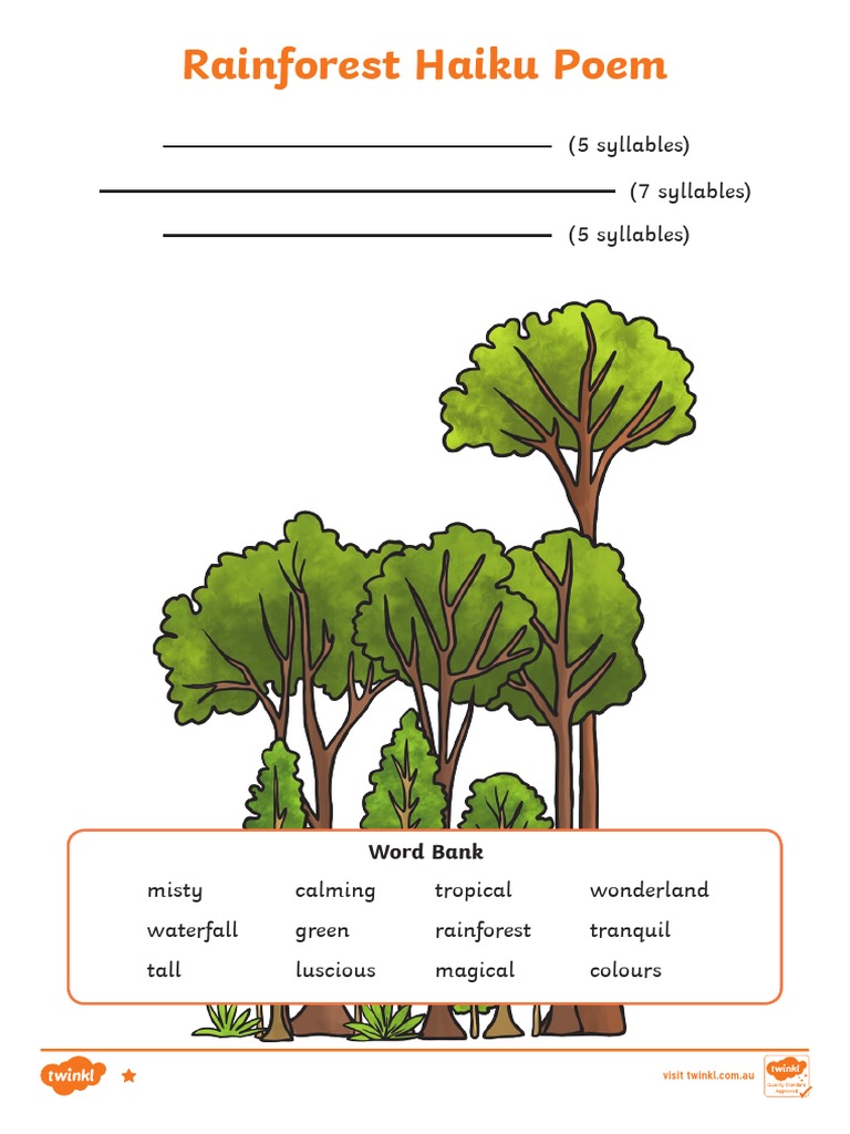 Au L 53669 Rainforest Haiku Poem Differentiated Activity Sheets | PDF