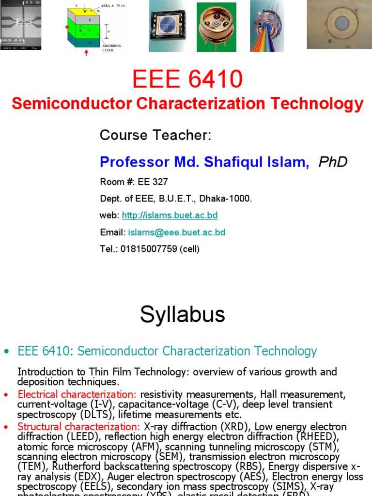 Semiconductor Characterization Technology: Course Teacher: PHD | PDF ...