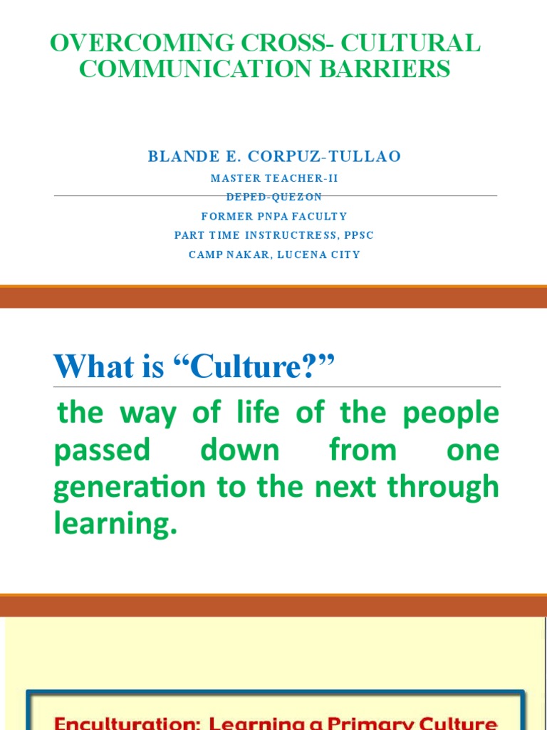 Overcoming Cross-Cultural Communication Barriers: Blande E. Corpuz ...