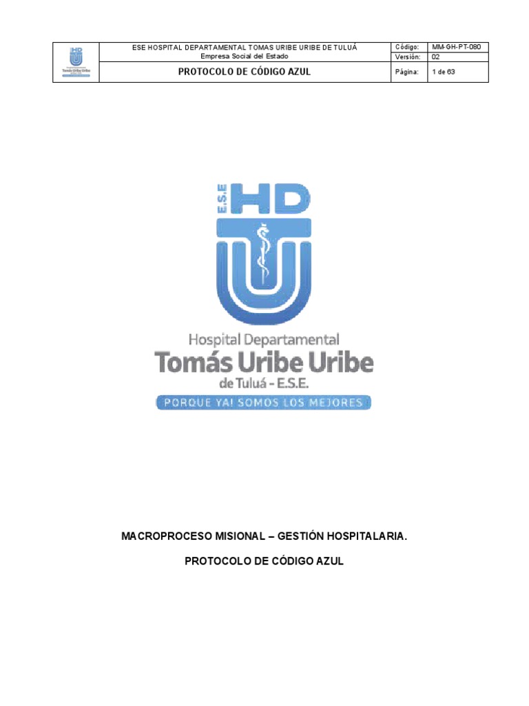 Protocolo Código Azul Hospitalario | PDF | Reanimación cardiopulmonar ...
